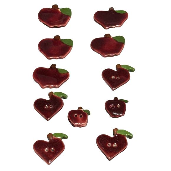 Unknown | Other | 6 Vintage Ceramic Red Apple Buttons 4 Red Apples No ...